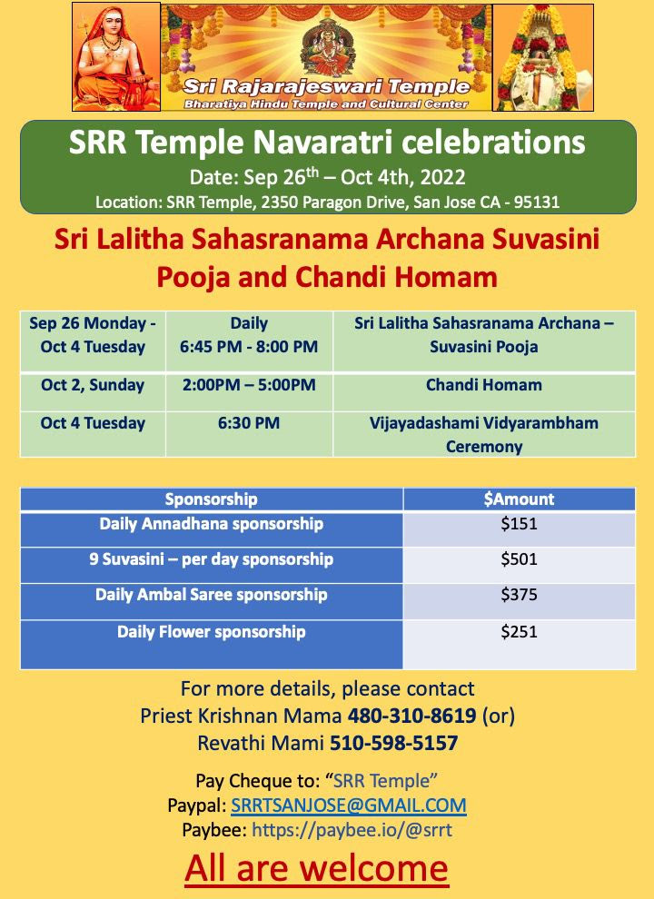 Sri Raja Rajeshwari Temple Navaratri celebrations - India Currents